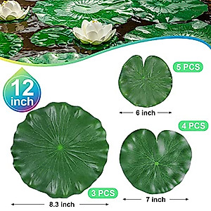 FFNIU 12Pcs Lily Pads for Ponds, Artificial Floating Foam Lotus Leaves, Lily Pads Foliage Pond Decor for Koi Fish Pool Patio Aquarium
