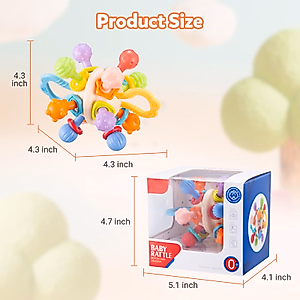 Utoo Sensory Teething Teether Toys for Babies,Teething Toys for Babies 0-6 Months,Teething Toys are Specifically Designed for Infants Aged 6-12 Months,Infant Toys for 0-3-6-12 Months