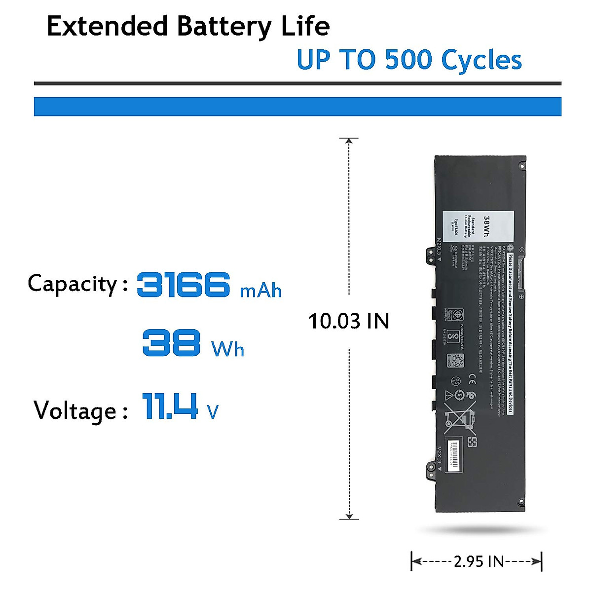 NATNO F62G0 Laptop Battery Replacement for Dell Inspiron 13 7000 2-in-1 7373 7370 7380 7386 5370 P83G P83G001 F62GO RPJC3 0RPJC3 39DY5 039DY5 [11.4V 38Wh 3166mAh]