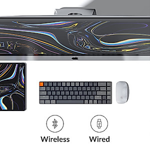 Keychron K7 65% Layout 68-Key Ultra-Slim RGB Backlit Hot-swappable Computer Keyboard for Mac Windows, Wireless Bluetooth/Wired USB Mechanical Keyboard with Low-Profile Optical Blue Switch