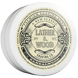 ather & Wood Shaving Soap - Sandalwood - Simply The Best Luxury Shaving Cream - Tallow - Dense Lather with Fantastic Scent for The Worlds Best Wet Shaving Routine. 4.6 oz (Sandalwood)