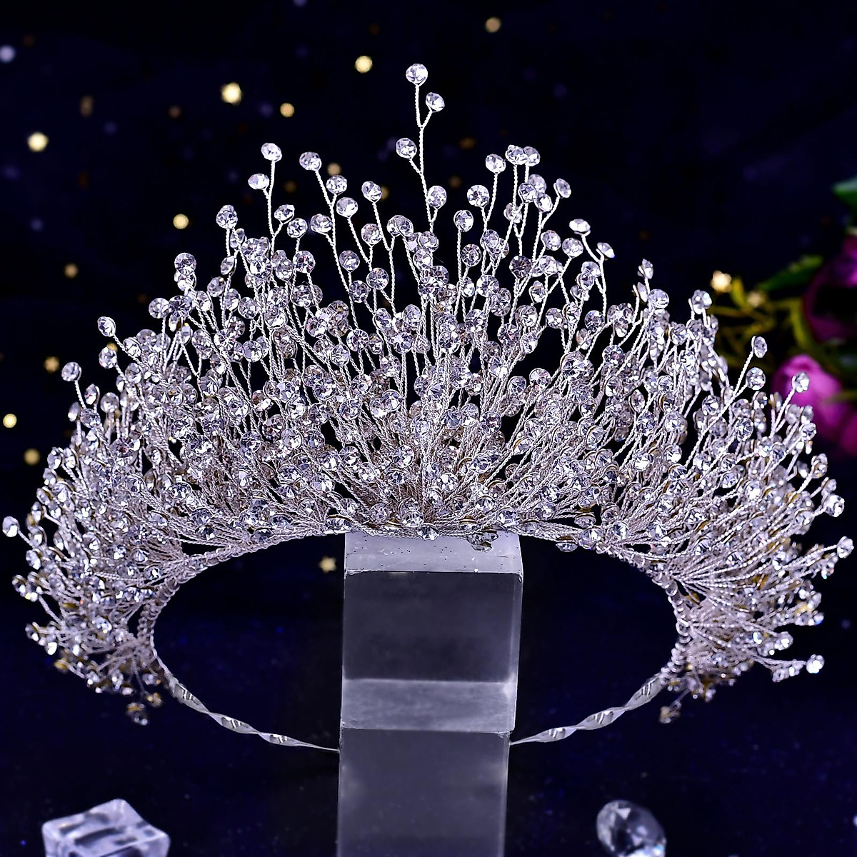 Bridal Wedding Headband Crystal Tiara Crown，Queen Tiaras and Crowns，Wedding Bride Crowns For Birthday Party Wedding Pageant Hair Accessories (Silver/Single crown)