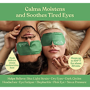 16 Pack Calma Heated Eye Mask - Hot Compress For Eye Fatigue - Helps Relief Dry Eyes, Blue Light Strain, Headaches and Dark Circles (Unscented)