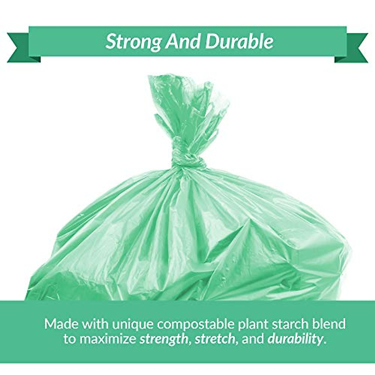 Reli. Compostable 6-8 Gallon Trash Bags | 100 Count | ASTM D6400 | Green | Eco-Friendly | For Compost