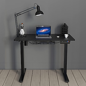 SHW 40-Inch Electric Height Adjustable Standing Desk with Memory Preset and Cable Management Tray, Black