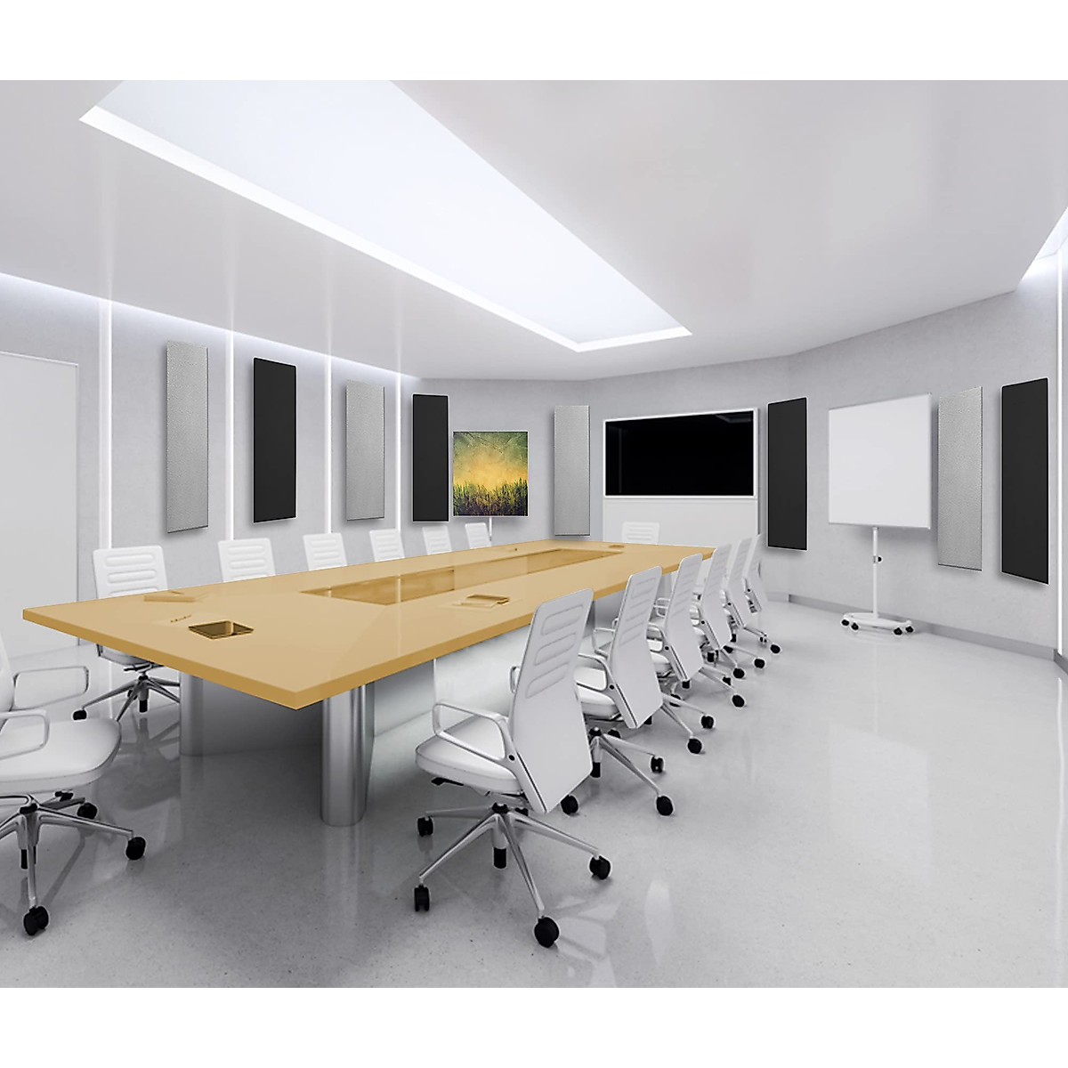 Tönnen Acoustic Panel Black | Fiberglass 2-pack | Professional sound absorbing Panel | Decorative sound proof panel | acoustic wall panel (36x13x2 in) - Black