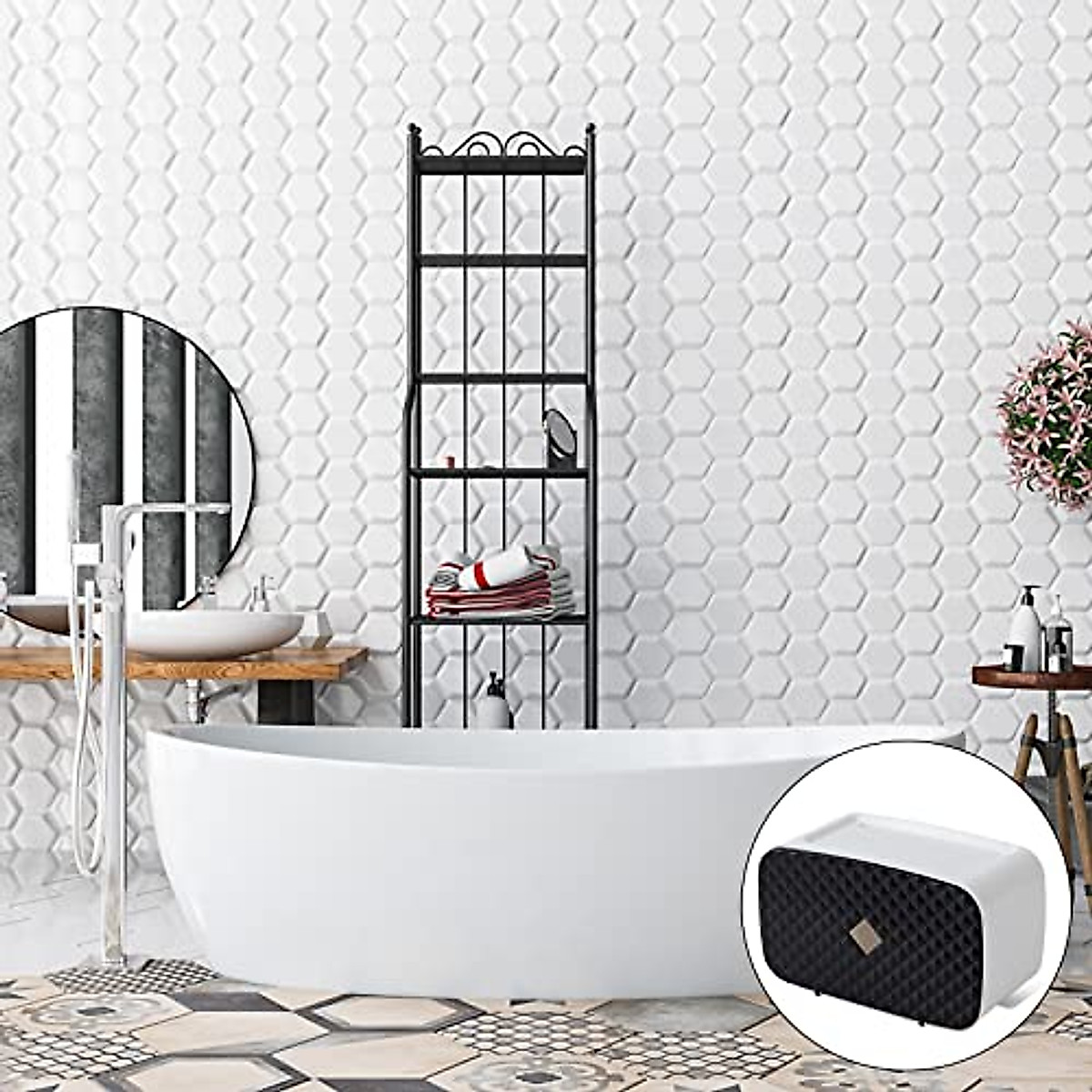 Paper Towel Holder Dispenser Wall Mount Multifold Trifold Paper Towel Dispenser with Trash Bag Dispenser Top Shelf for Commercial and Home Use