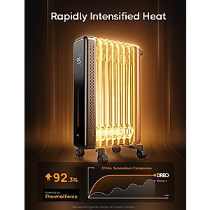 Dreo Oil Filled Radiator Heater, 1500W Electric Heaters for Indoor Use, Safety Heat for Large Room with Remote, 8 Fins, 4 Modes, Digital Thermostat, Overheat & Tip-Over Protection, 24H Timer, Quiet