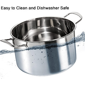 ZENFUN 6 Quart Steamer Pot, 18/10 Stainless Steel Steam Pot, Stock Pot with Glass Lid, Cooking Pot with Lid Suitable for Soups, Stews, Sauce Pot, Induction Pot, Multipots, Pasta Cooker Steamer