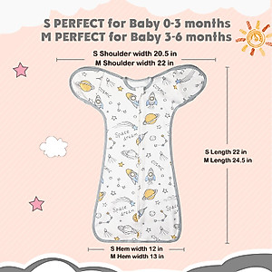 2 Pack Transition Swaddle with 2 Way Zipper, 2 in 1 Arms in/Out Transitional Arms Up Swaddle, 100% Cotton Newborn Swaddle Zipper Swaddles Baby Swaddling Sack Sleeping Sack 3-6 Months