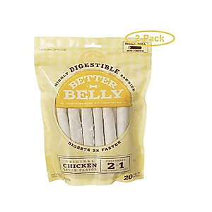 Better Belly Rawhide Chicken Liver Rolls - Small 20 Count - Pack of 2