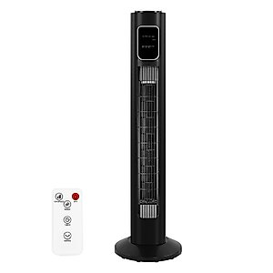 Antarctic Star Tower Fan Oscillating Fan Quiet Cooling Remote Control Powerful Standing 3 Speeds Wind Modes Bladeless Floor Fans Portable Bladeless Fan for Children Bedroom Home Office (Black, 35")