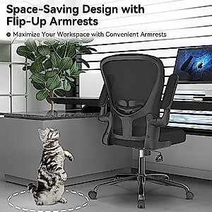 FFIJJ Office Chair,Ergonomic Office Chair,Breathable Mesh Desk Chair, Lumbar Support Computer Chair with Flip-up Armrests, Executive Rolling Swivel Task Chair,Home Office Desk Chair (Black)
