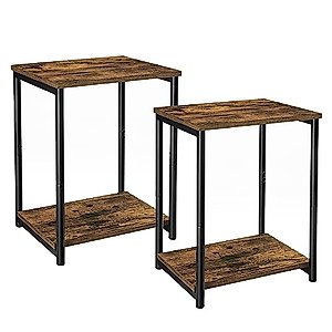 VASAGLE Side Tables Set of 2, Small End Table, Nightstand for Living Room, Bedroom, Office, Bathroom, Rustic Brown and Black ULET272B01