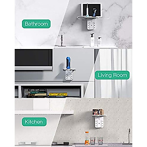 Wall Outlet Extender - Surge Protector 6 AC Outlets Multi Plug Outlet with Shelf, 2 USB and USB C Charging Ports Wall Plug Expander, USB Wall Charger Outlet Splitter for Home Dorm