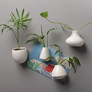 Pearlead Set of 6 Magnetic Mini Ceramic Vase Refrigerator Magnets Sticker Fridge Whiteboard Magnets for Home and Office Refrigerator Decoration