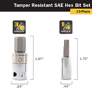 Titan 16135 13-Piece Tamper Resistant SAE Hex Bit Set