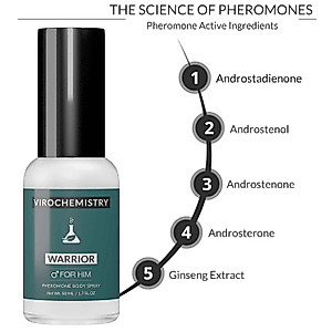 VIROCHEMISTRY Pheromones to Attract Women for Men (Warrior) Body Spray - Bold, Extra Strength Human Pheromones Fragrance Body Spray - 50ml (Human Grade Pheromones to Attract Women)