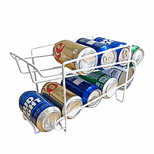 FixtureDisplays® Stylish Soda Can Beverage Dispenser Rack, Dispenses 10 Standard Size 12oz Soda Cans and Holds Canned Foods 16938-NF