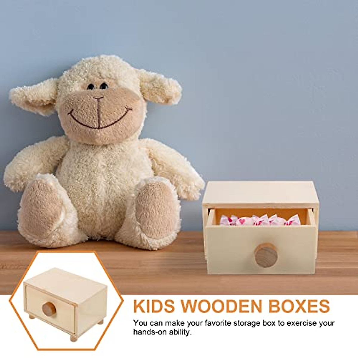 ARTIBETTER Unfinished Wooden Jewelry Drawer Box: Mini Wood Craft Box 3pcs Natural DIY Craft Stash Boxes Treasure Box Jewelry Organizer Holder Storage Trunks Storage Chests Jewery Case for Storage