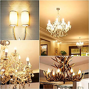 Hizashi LED Candelabra Bulbs 60 watt Equivalent 2700K Soft Warm White, Dimmable Chandelier Light Bulbs, 90+ CRI 6W 550LM, CA11 Flame Tip E12 LED Candle Bulb, UL Listed - 12 Pack