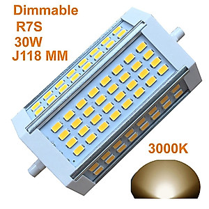 R7S LED J118 118mm Dimmable Bulb 30W Warm Light 3000k AC120V 3000LM Double Ended J LED Floodlight for R7S 200W 300w 400w Halogen Replacement (3000k warm light)