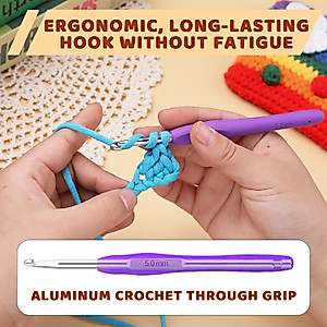 38 Pack Crochet Hooks Set, 13 Pcs 2mm(b)-10mm(n) Ergonomic Soft Grip Crochet Handles, Crochet Needle with Storage Case, Crochet Hooks for Arthritic Hands, Extra Long  Knitting Needles