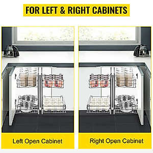 VEVOR Pull Out Blind Corner Cabinet, 15.7 Inch Opening Chrome Soft Close Blind Corner with Four Shelf, Slide Out Kitchen Cabinet Organizer for Minimum Cabinet Size 31.5''Wx21.6''Dx25.6''H