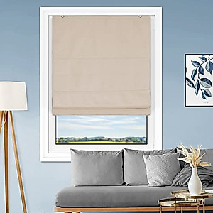 Matinss Cordless Roman Shades,23" x 64"Beige,Premium Blackout Roman Shades, Detachable,Energy Efficient, Heat Resistance Polyester Material, for Bedroom, Living Room