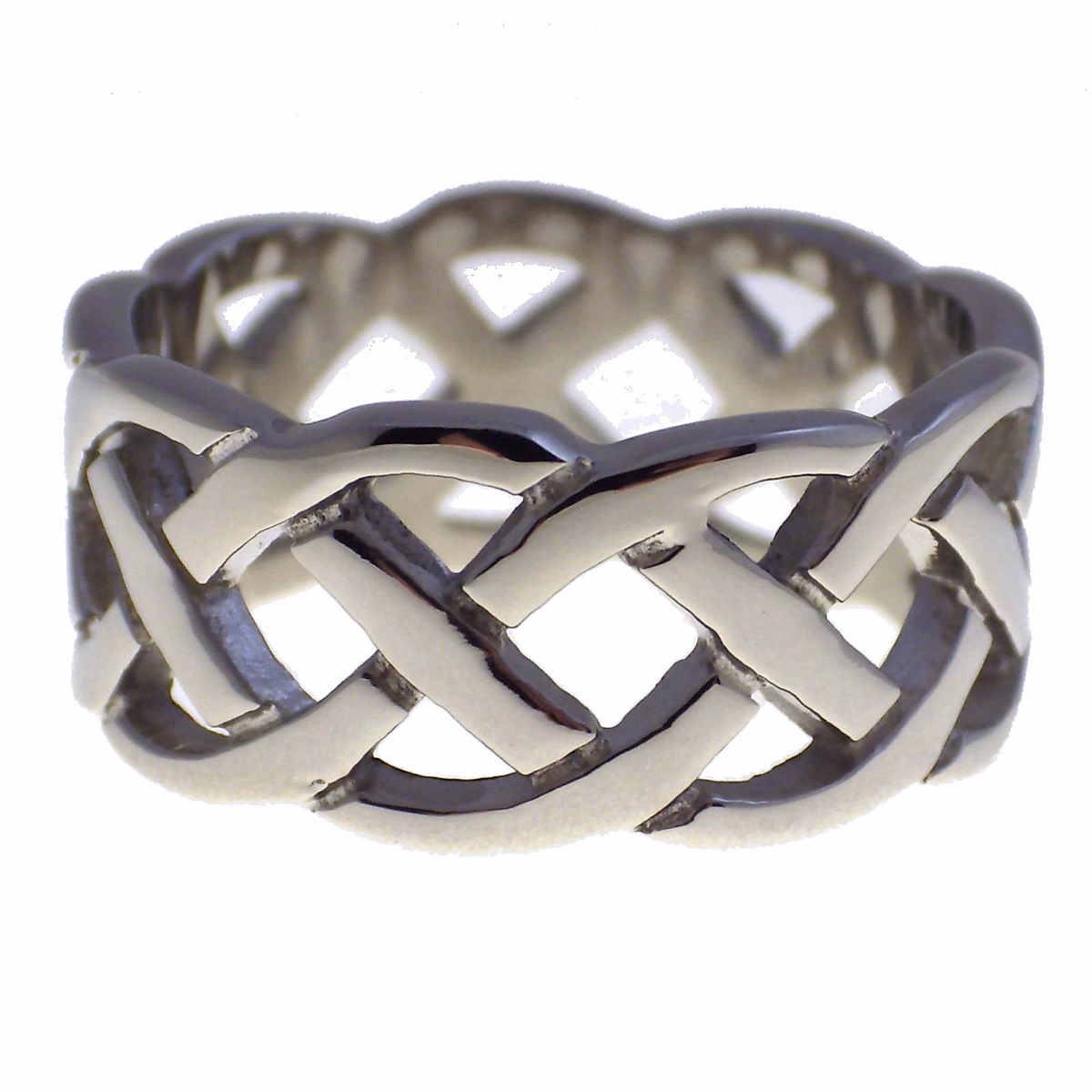 Fantasy Forge Jewelry Celtic Knot Ring Open Weave Wedding Band Stainless Steel 9mm Handfasting Size 9