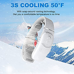 Elnicec Portable Neck Air Conditioner,Latest Upgrade Neck Cooler and Heater,2 Mode Personal Air Conditioner 3-Speed,Rechargeable Portable Neck Fan,For Summer and Winter.