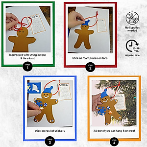 4E's Novelty Legend of Gingerbread Man Ornament Craft - 12 Pack Bulk Foam Christmas Ornaments Set, Ages 3-12, Self-Adhesive, DIY Ornaments for Christmas Tree, Classroom Art Project