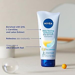 NIVEA Skin Firming Nourishing Hydration Body Lotion with Q10 & Vitamin C (16.9 Fl Oz) + Skin Toning and Firming Body Gel Cream with Q10 & L-Carnitine (6.7 Oz)