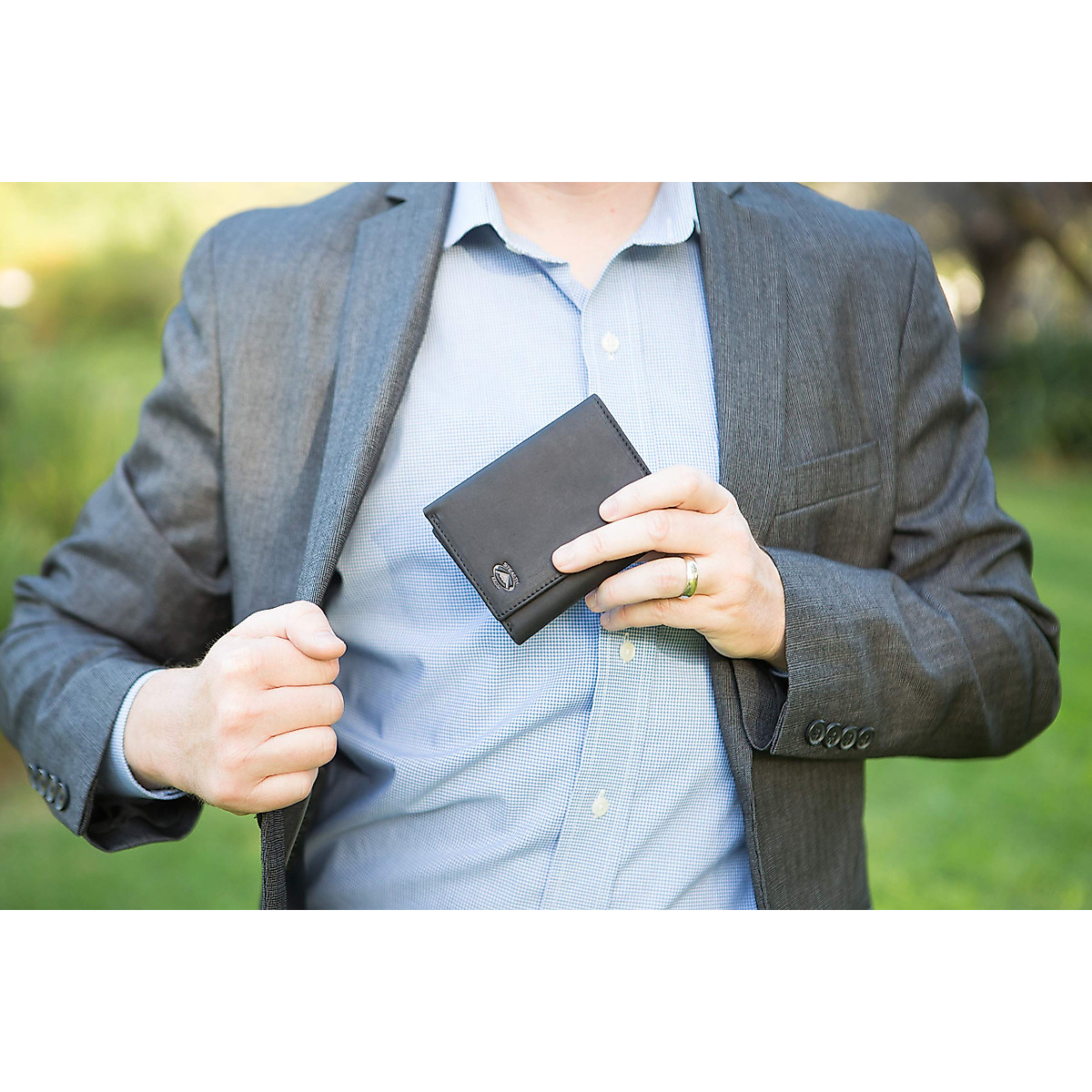 Stealth Mode Trifold RFID Blocking Leather Wallet for Men (Black)