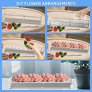 Acrylic Flower Vase Rectangular,18 Inches Clear Acrylic Vase,Long Acrylic Vase with 18 Holes,Low Laying Unique Flower Vases for Home Decor or Weddings