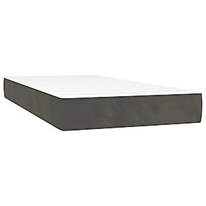 vidaXL Box Spring Bed with Mattress Home Bedroom Mattress Pad Single Bed Frame Base Foam Topper Furniture Dark Gray 39.4"x79.9" Twin XL Velvet