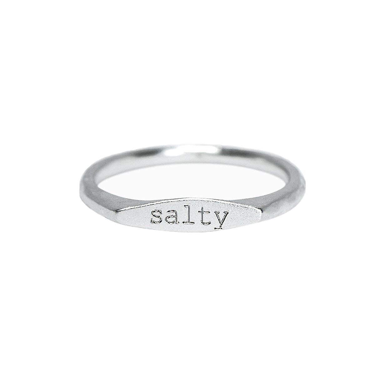 Pura Vida Salty Vibes Stackable Ring - .925 Sterling Silver Band, Brass Base - Size 8