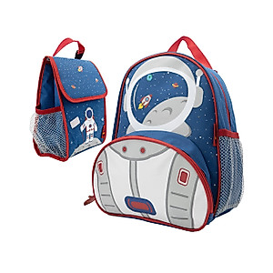 Toddler Backpack for Boys and Girls with Kids Lunch Bag - Space Astronaut Backpack and Lunch Bag Kids Backpack for School with Matching Lunch Box - Camp Travel Preschool Backpack - Awesome Astronaut