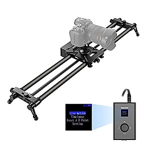 NEEWER Motorized Camera Slider, 39.4"/100cm Carbon Fiber Dolly Rail Slider with Remote Control, Support Video Mode, Time Lapse Photography, Horizontal, Tracking and 120° Panoramic Shooting (VS-100CC)