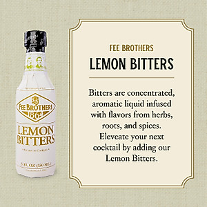 Fee Brothers Lemon Cocktail Bitters - Aromatic Cocktail Mixer & Concentrated Flavoring, Gluten Free, Vegan-Friendly, 5 fl oz