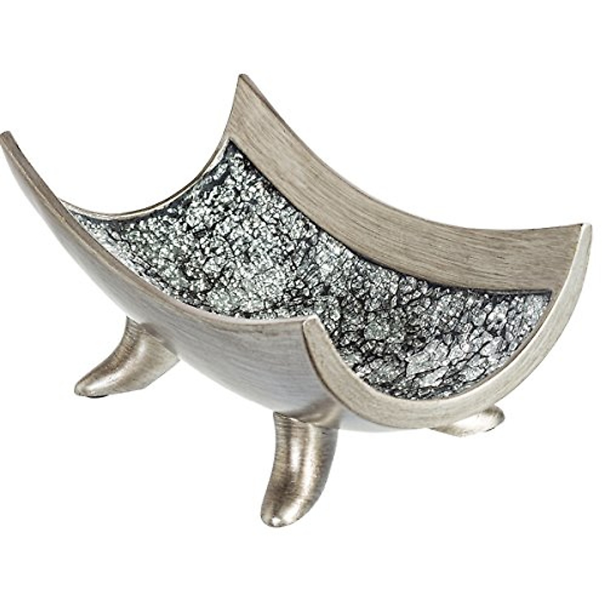 Creative Scents Schonwerk Centerpiece Bowl- Crackled Mosaic Design- Functional Table Decorations- Centerpieces for Dining/Living Room - Best Wedding/Birthday (Silver)