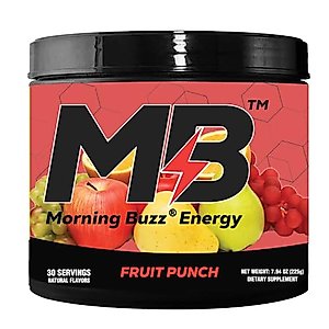 Morning Buzz Energy Powder Drink - Energy Boost Drink Mix - Sugar-Free Energy with Antioxidants - Morning Kickstart and Sports Nutrition Endurance Product - 30 Servings, Fruit Punch, 8 Ounces