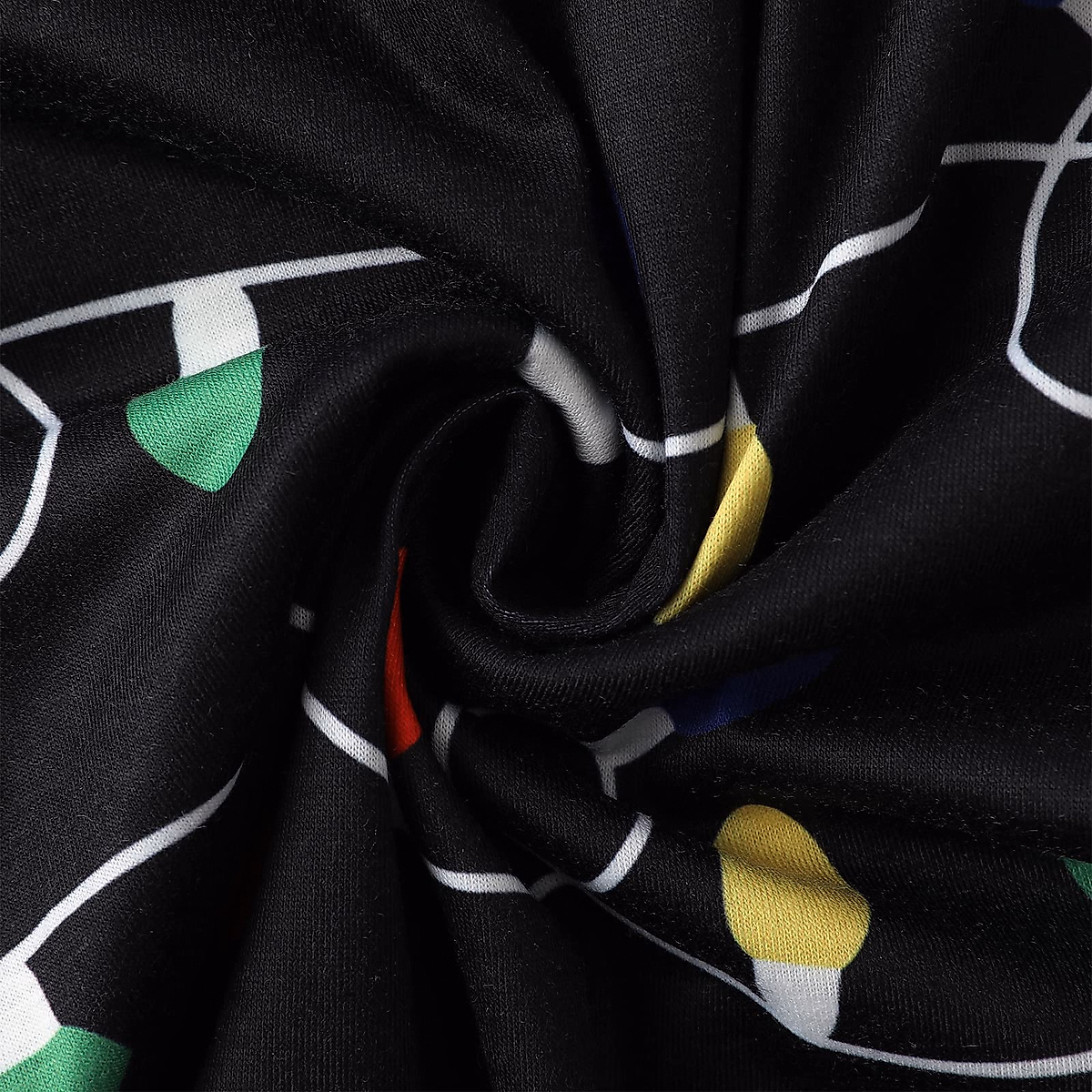 MERIABNY Mens Christmas Pajama Pants Christmas Pjs Black Colorful Lights Xmas Holiday Sleepwear Jammies for Lounging Sleeping, Medium