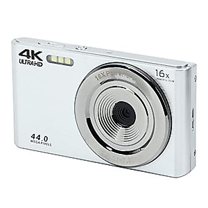 Digital Camera, 4K 16X Digital Zoom Point and Shoot Camera with 2.8 Inch Screen, Portable Compact Camera Travel Camera for Photography (Silver)