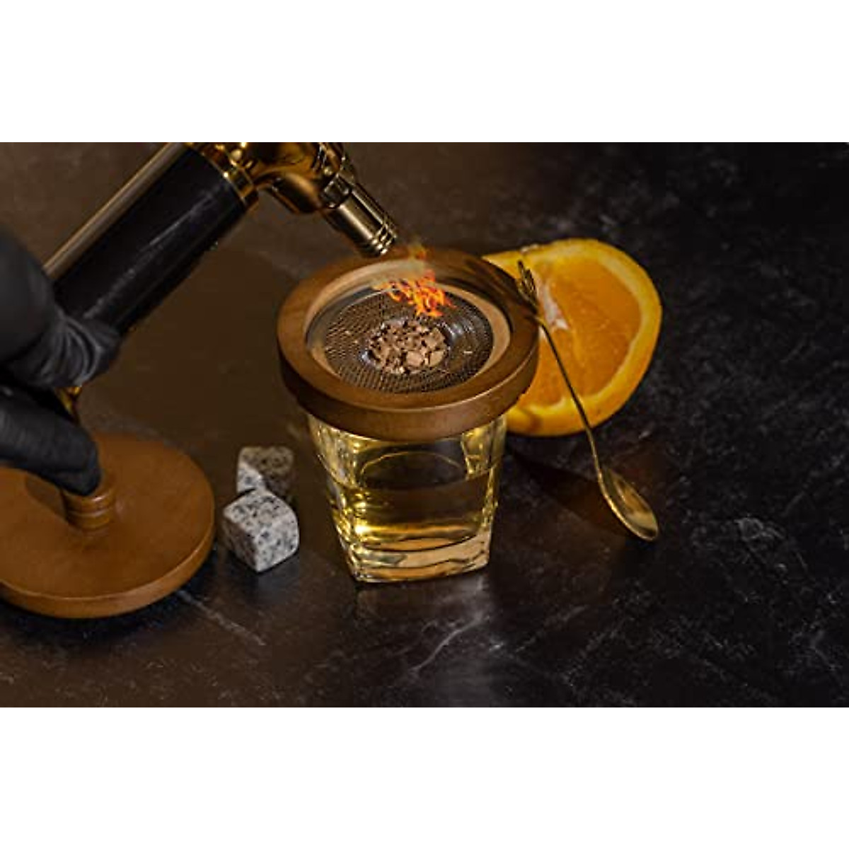 Fiammata Whiskey Smoker Kit With Torch, Smoke Infuser For Cocktails, Cocktail & Bourbon Smoker Kit, Old Fashion Cocktail Kit, Whiskey Drink Smoker & Cocktail Gift Set