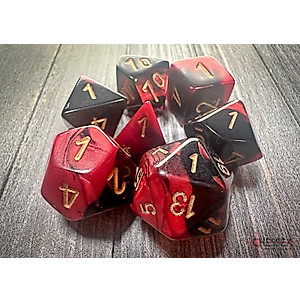 Gemini Polyhedral 7 Die Set, Black/Red/Gold by Chessex
