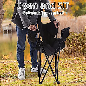 YSSOA Portable Folding Black Camping Chair, 2-Pack