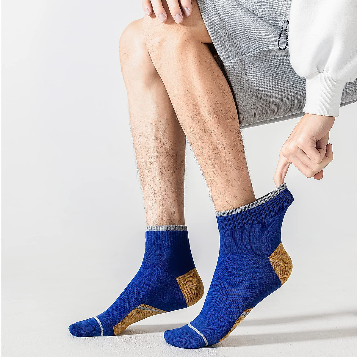 PADFOM Mens Athletic Ankle Socks Low Cut Cushioned Breathable Running Sports Socks 5 Pack