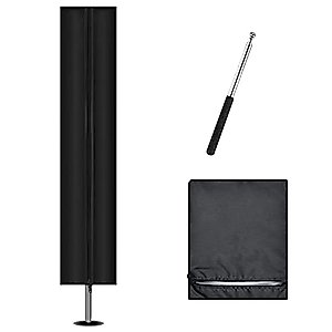 Umbrella Cover with a Telescopic Pole Clothes Drying Rack Cover, Rip Resistant, Anti-UV, Fade Resistant, with Elastic Velcro Straps & Adjustable Hem Rope，Drying Rack Protect, 63 x 6 x 6 inches