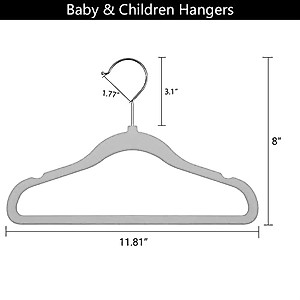 GoodtoU Kids Hangers Velvet 50 Pack Baby Hangers for Closet Non Slip Childrens Infant Hangers Grey